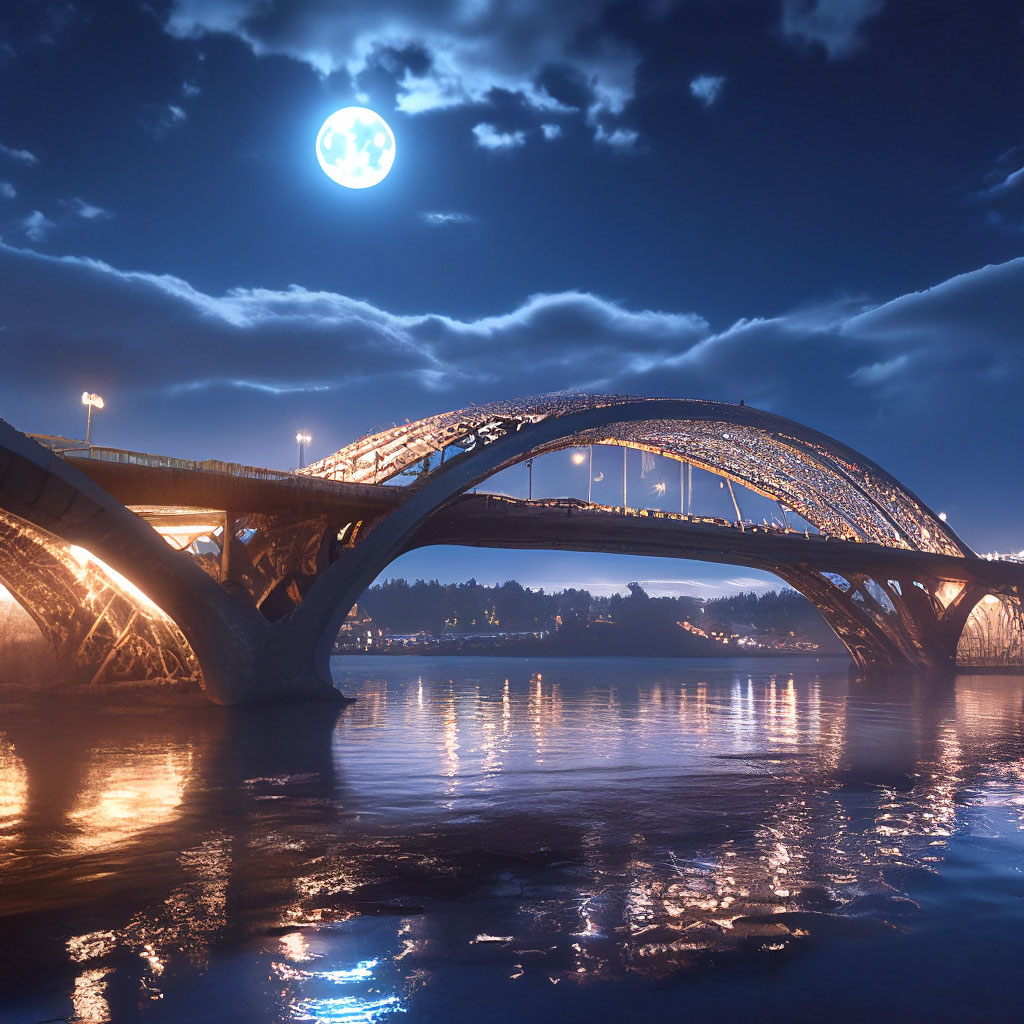 "Bridge over the river with …" — image created in Shedevrum