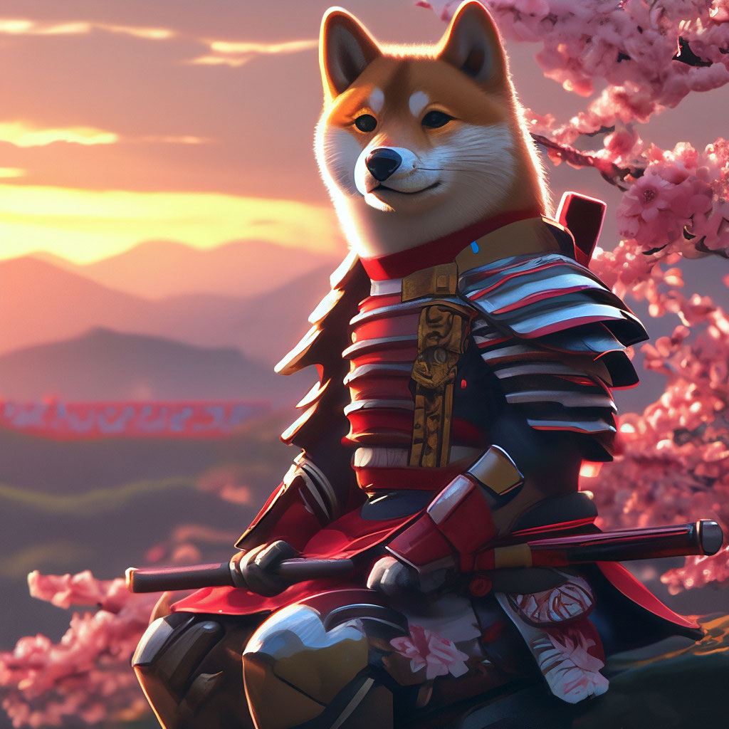 "Shiba inu, samurai, armor, sad, …" — image created in Shedevrum