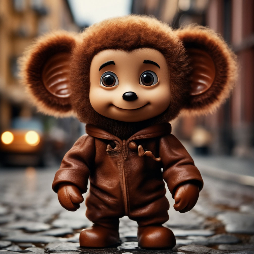 "Cheburashka is happy" — image created in Shedevrum