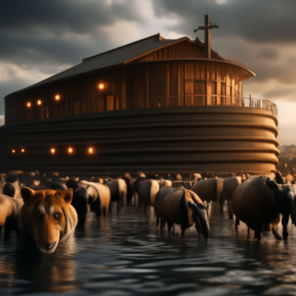 "Noah. The ark with animals. ultra-…" — image created in Shedevrum