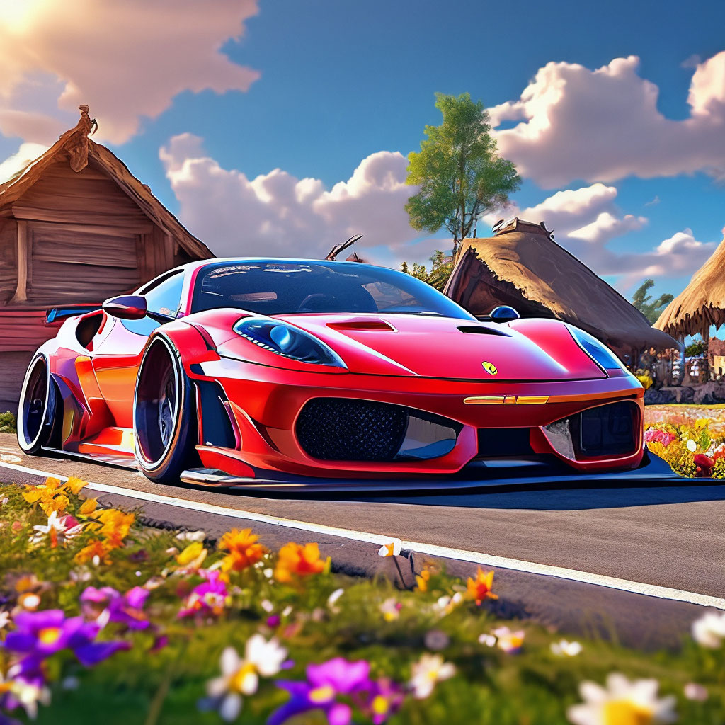 «Ferrari 430, красного цвета, в …» — картинка создана в Шедевруме