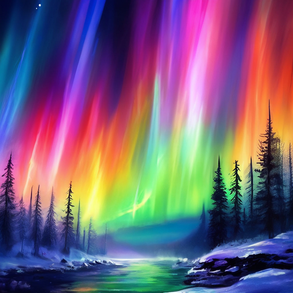 Northern Lights In Rainbow Colours 190+ Rainbow Norway Sky Multi