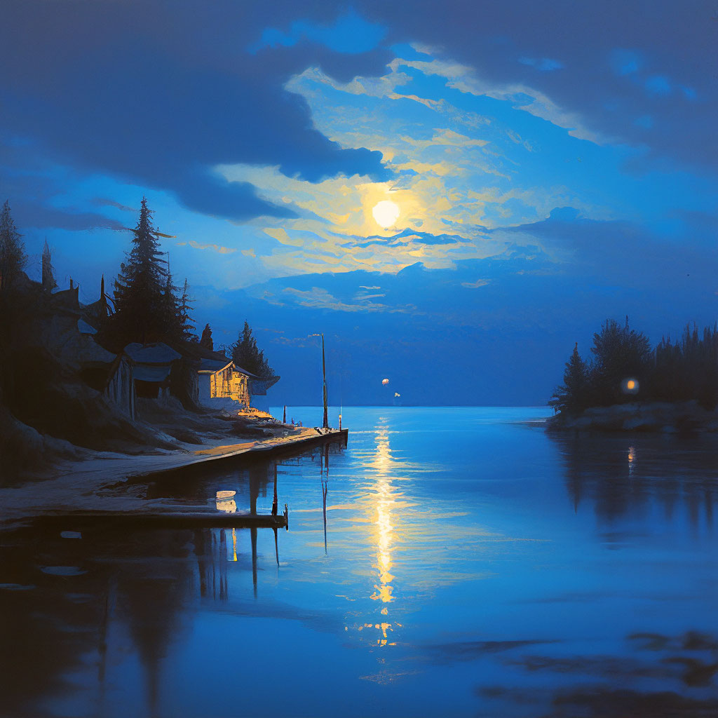 «Blue hour» — картинка создана в Шедевруме