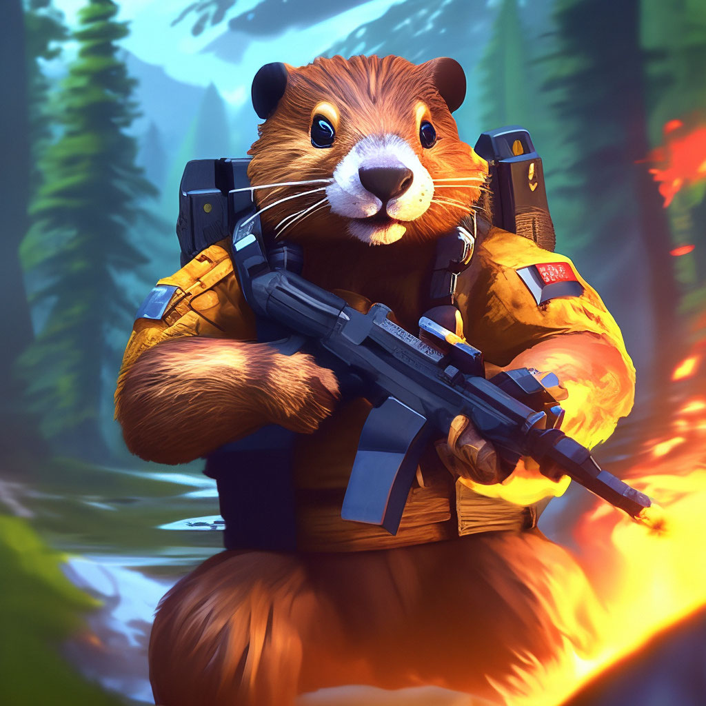 Cartoon Beaver With Gun