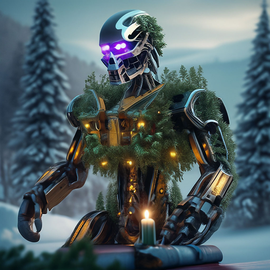 "Terminator turned into a Christmas …" — image created in Shedevrum