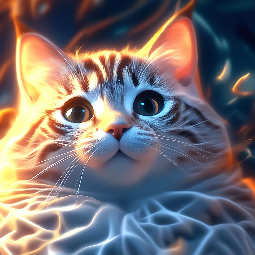 "Fat kitten from fractals fantasy art…" — image created in Shedevrum