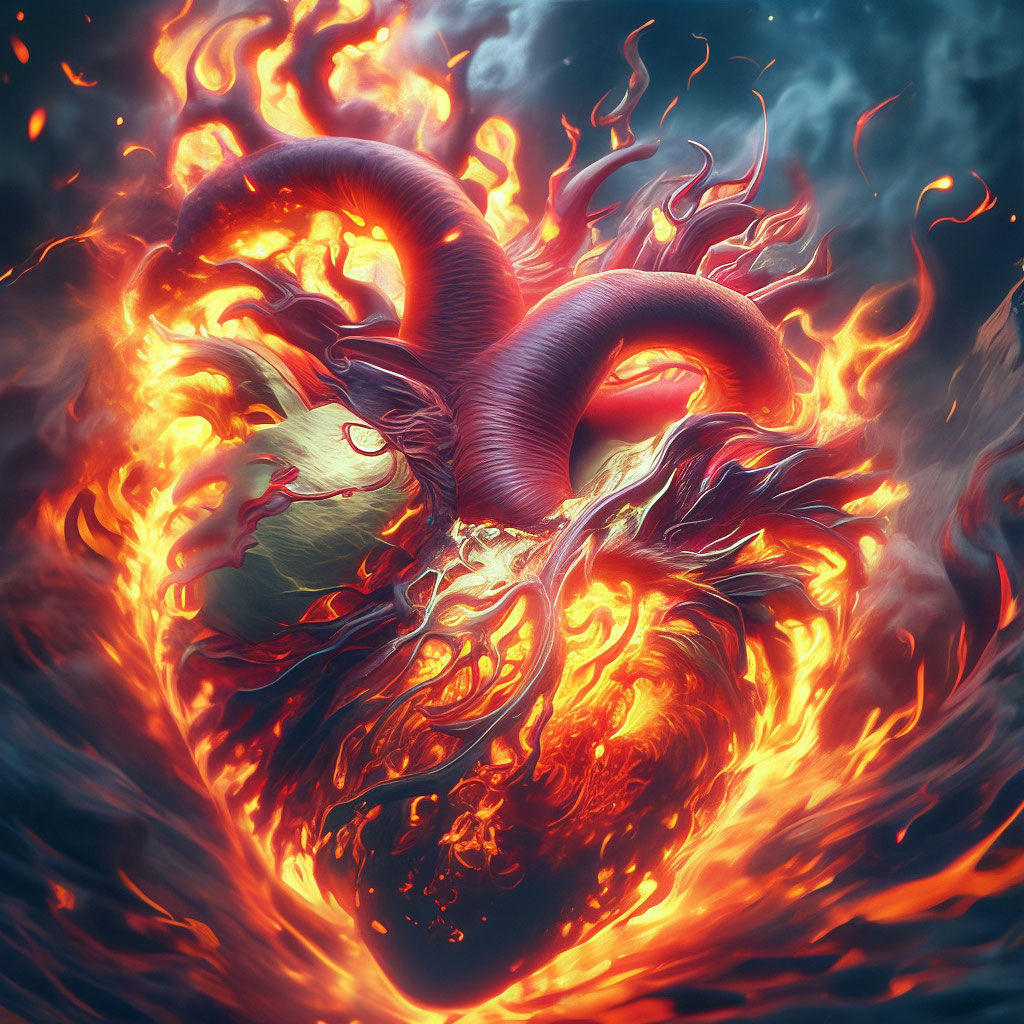 "The fiery heart" — image created in Shedevrum