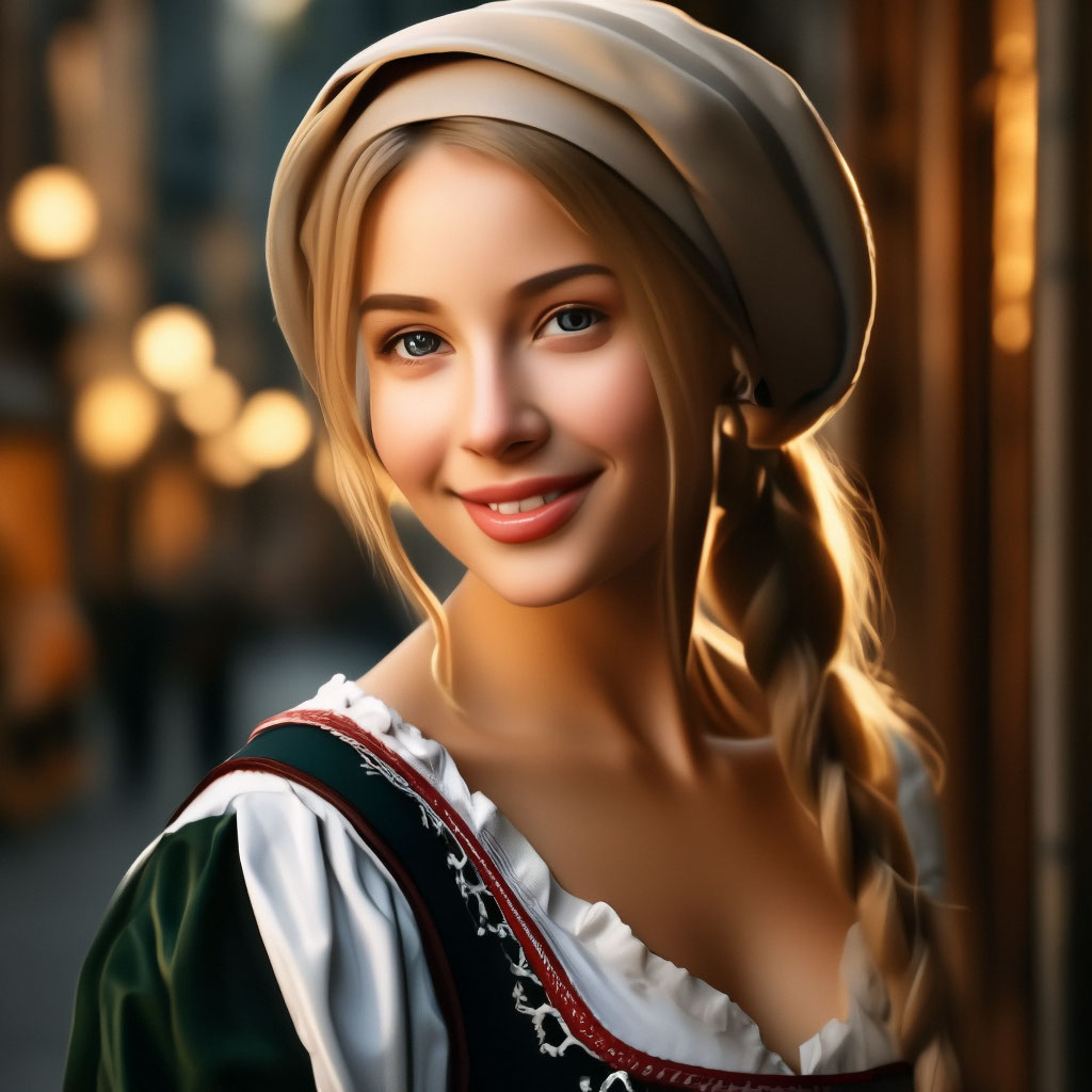 "A girl in a traditional German outfit…" — image created in Shedevrum