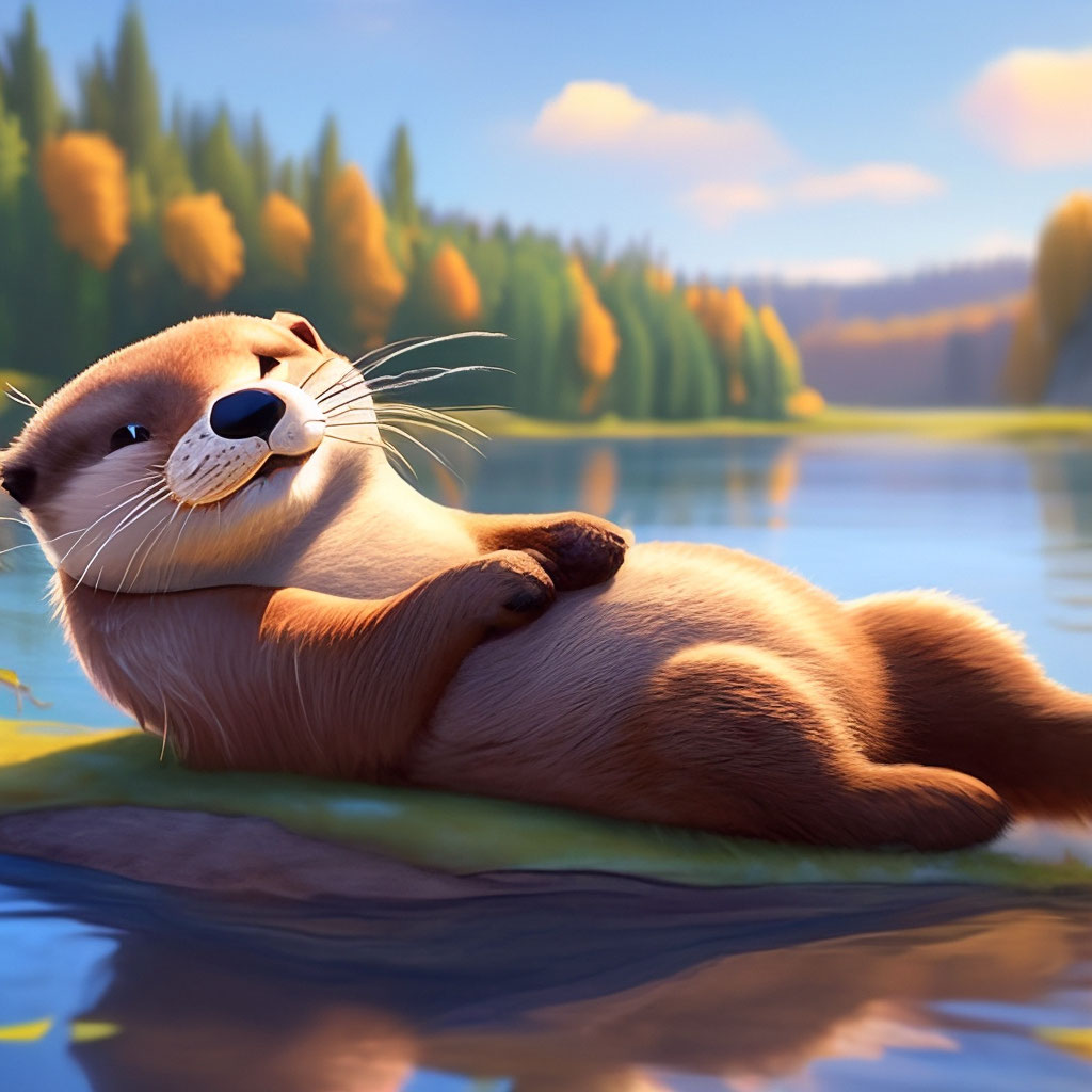 "Along the river, belly up, in a …" — image created in Shedevrum