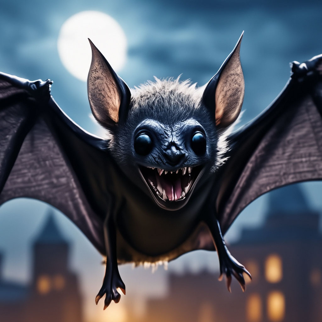 "Evil black baby bat flies through a …" — image created in Shedevrum