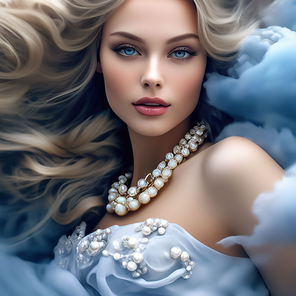 "Professional photo, elegant girl spinning in the clouds,big expressive ...