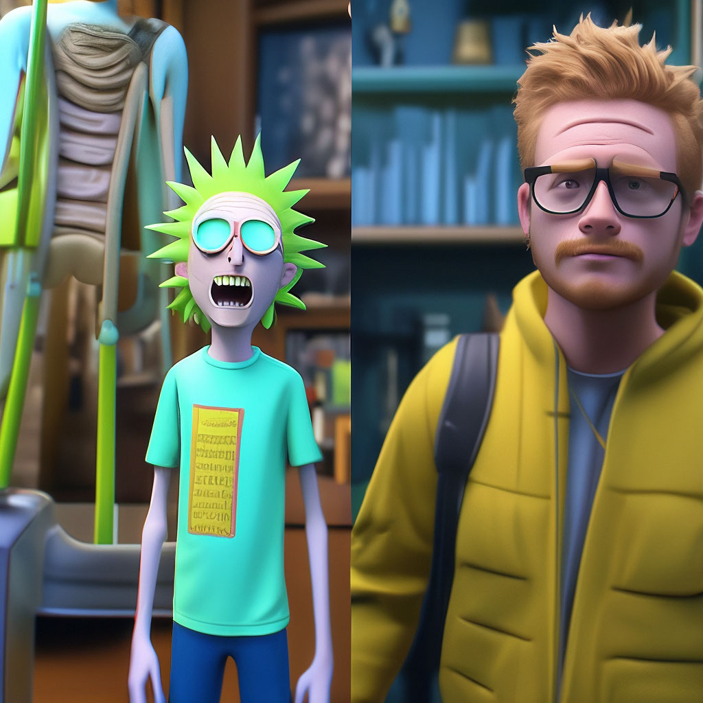 "Rick and Morty in real life, photorealism, detailed, over-detailed ...