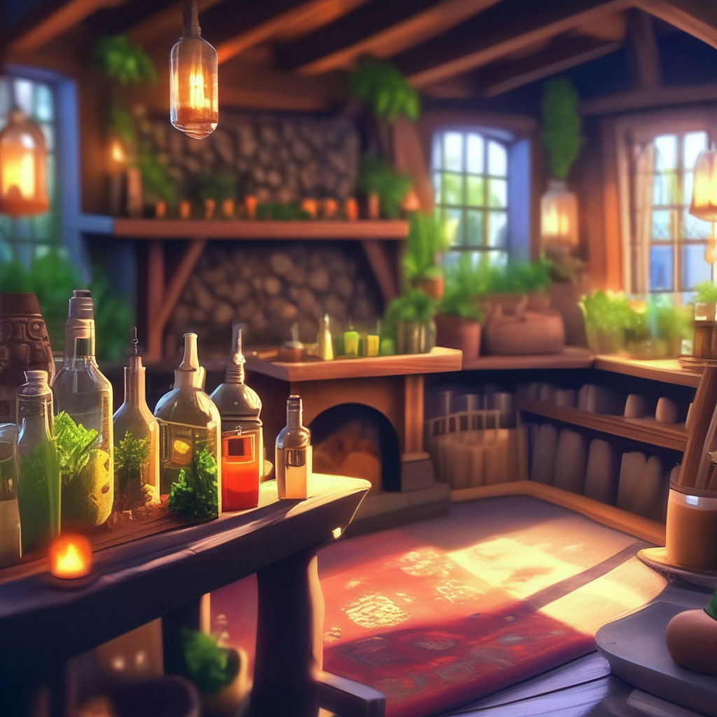 "Inside the very small and cozy hut of…" — image created in Shedevrum