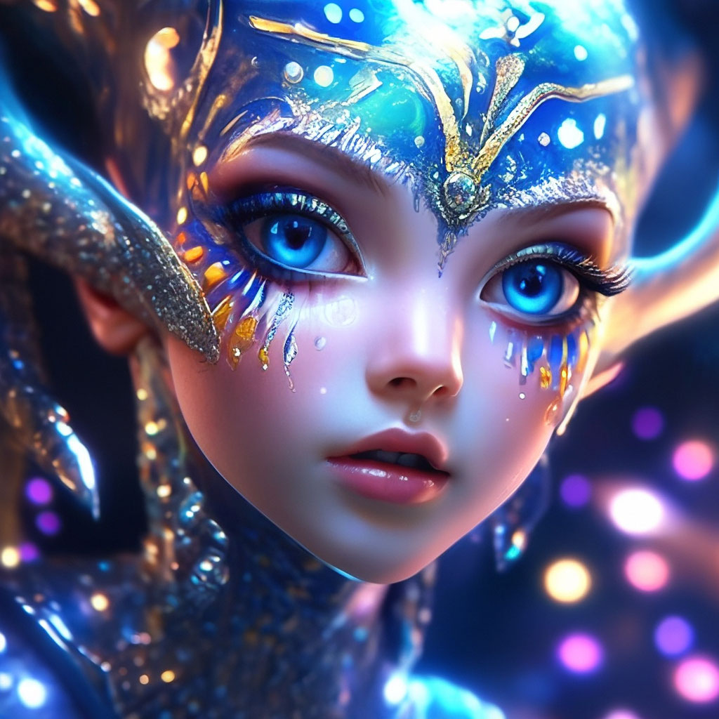 "She's just a cosmos, a charming alien…" — image created in Shedevrum