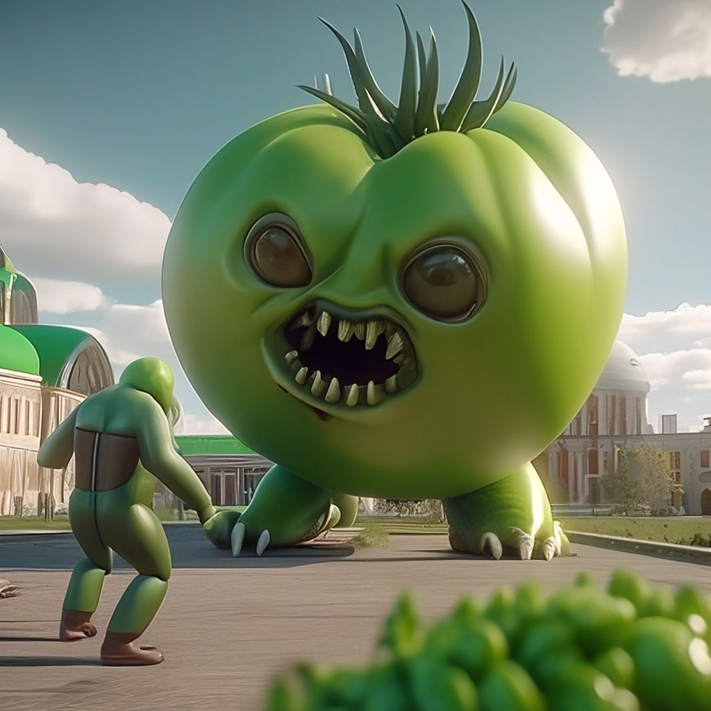 "Huge green tomato🍅 kills a huge Uzbek zombie in Russia🇷🇺" — image ...