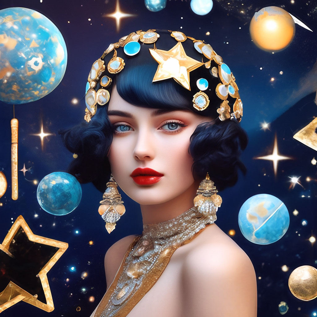 "Realistic beautiful girl decorated …" — image created in Shedevrum