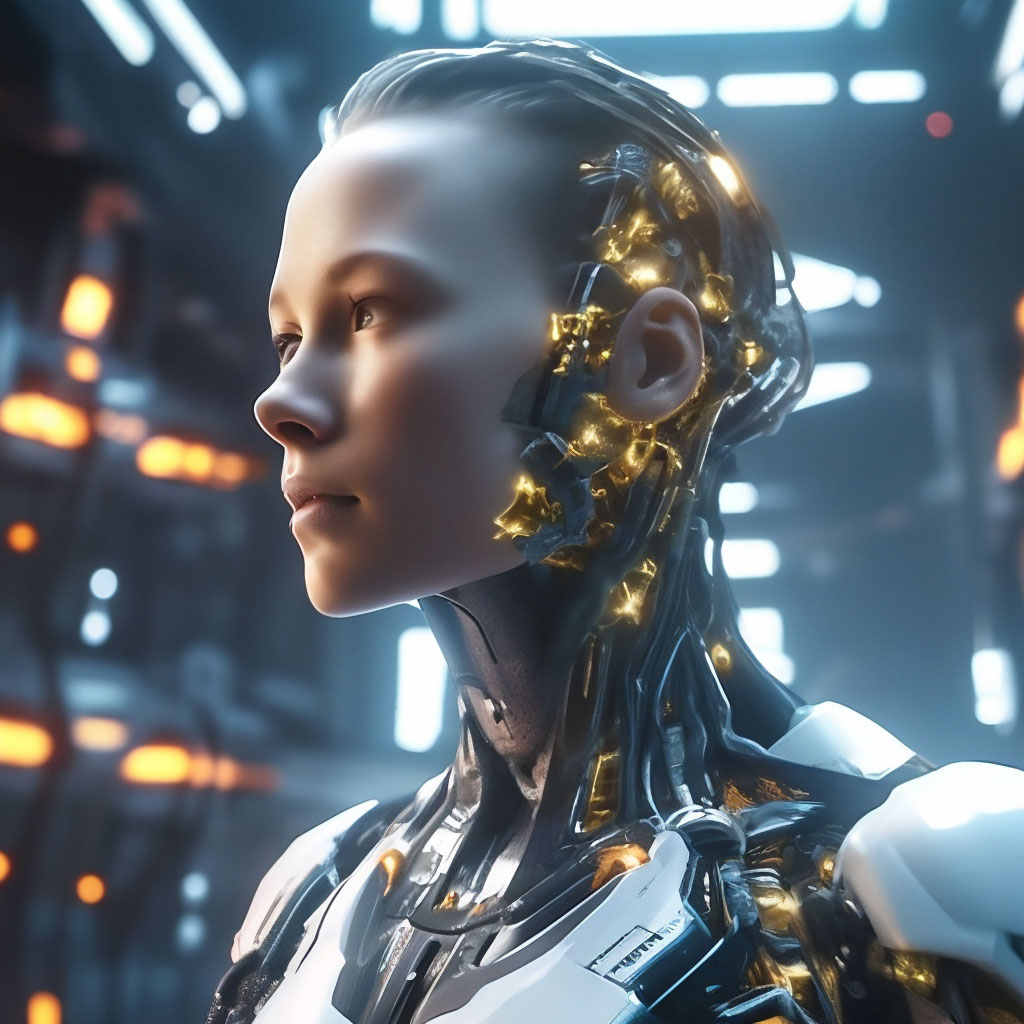 "Awakening humanity, bio-cyborg, …" — image created in Shedevrum