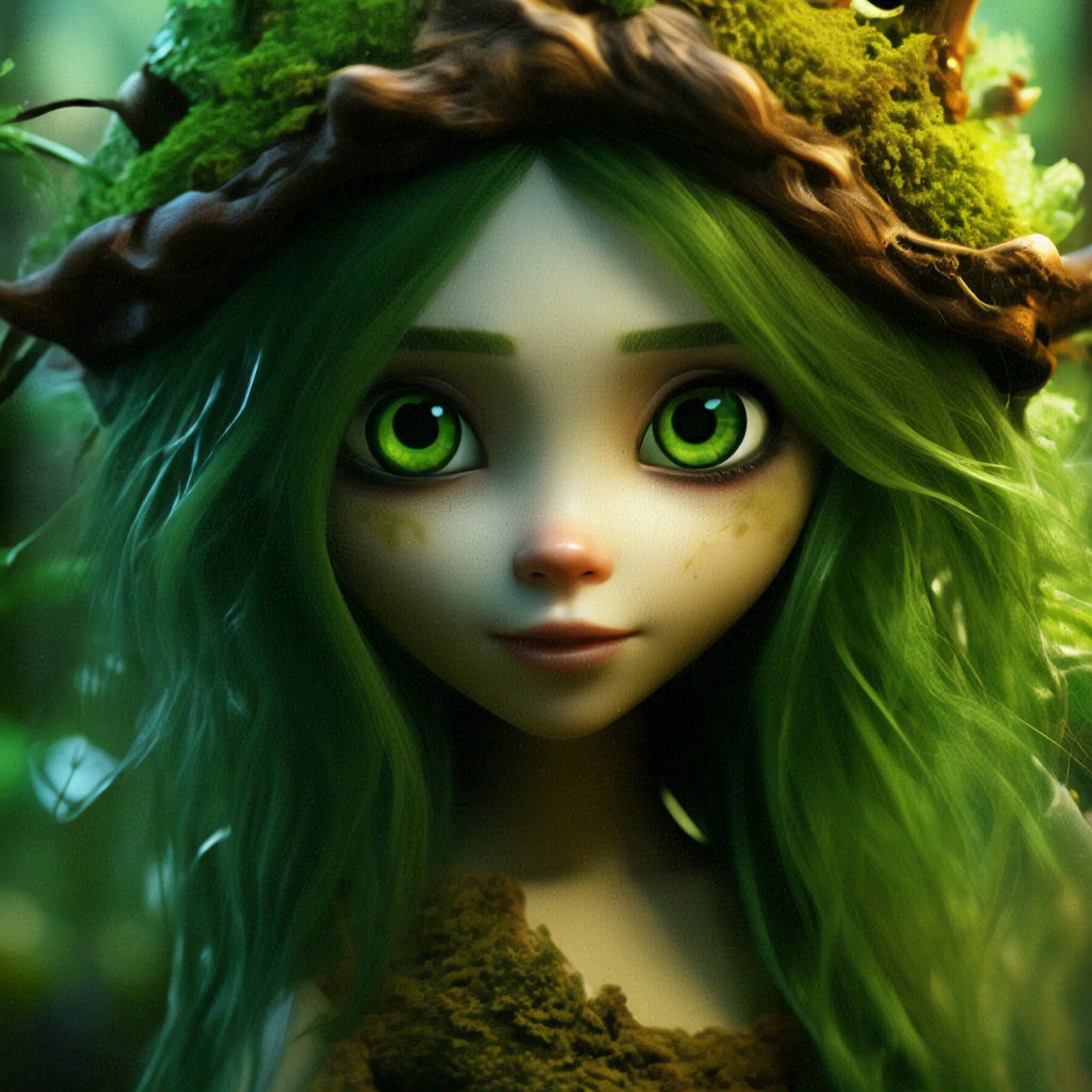 "Forest tree fairy, cute face, big …" — image created in Shedevrum