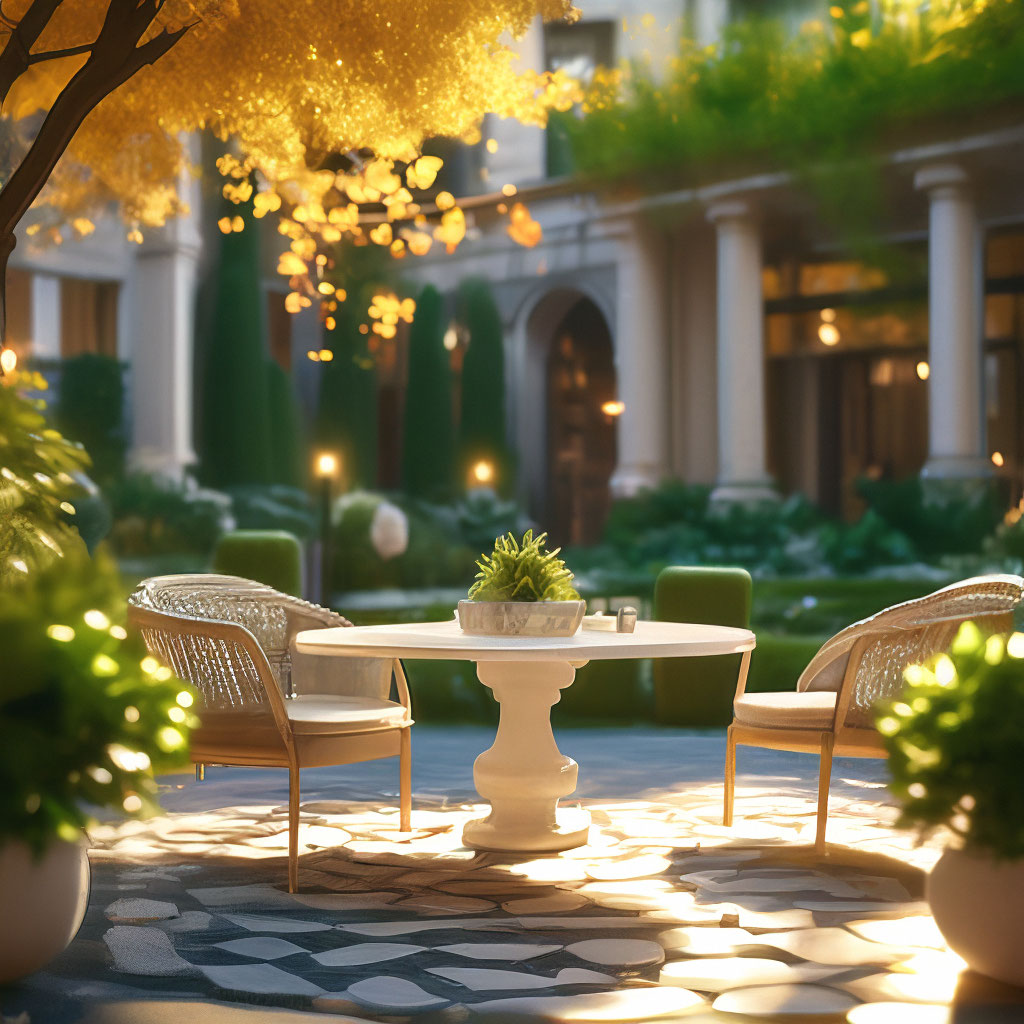 "Quiet urban autumn courtyard, lots of…" — image created in Shedevrum