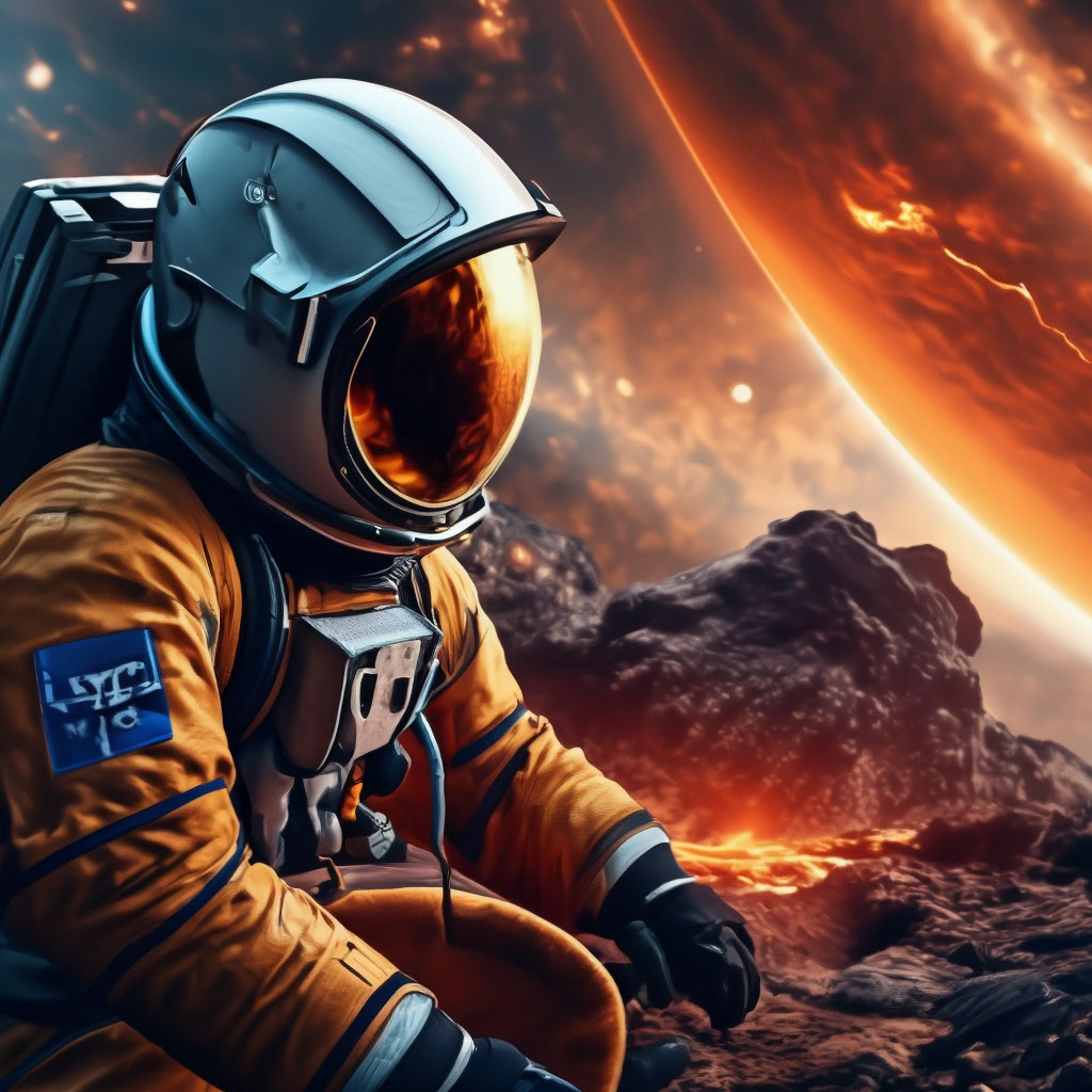 "The cosmonaut who came out of the …" — image created in Shedevrum