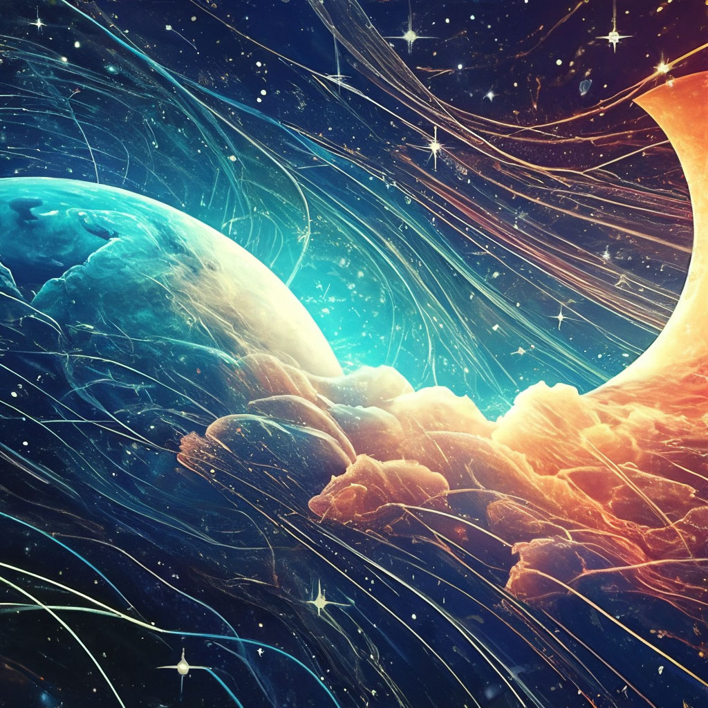 "The reverse side of the moon is rays …" — image created in Shedevrum