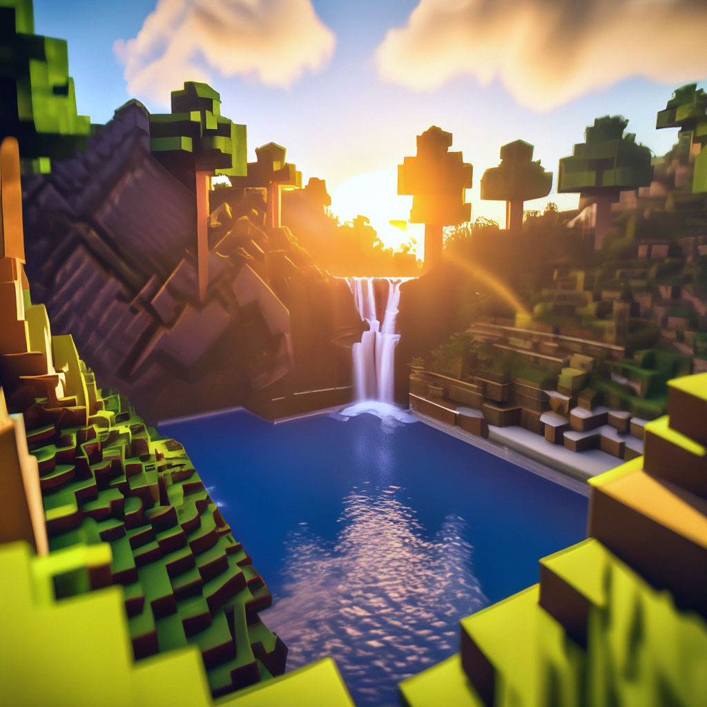 Minecraft Waterfall Wallpaper