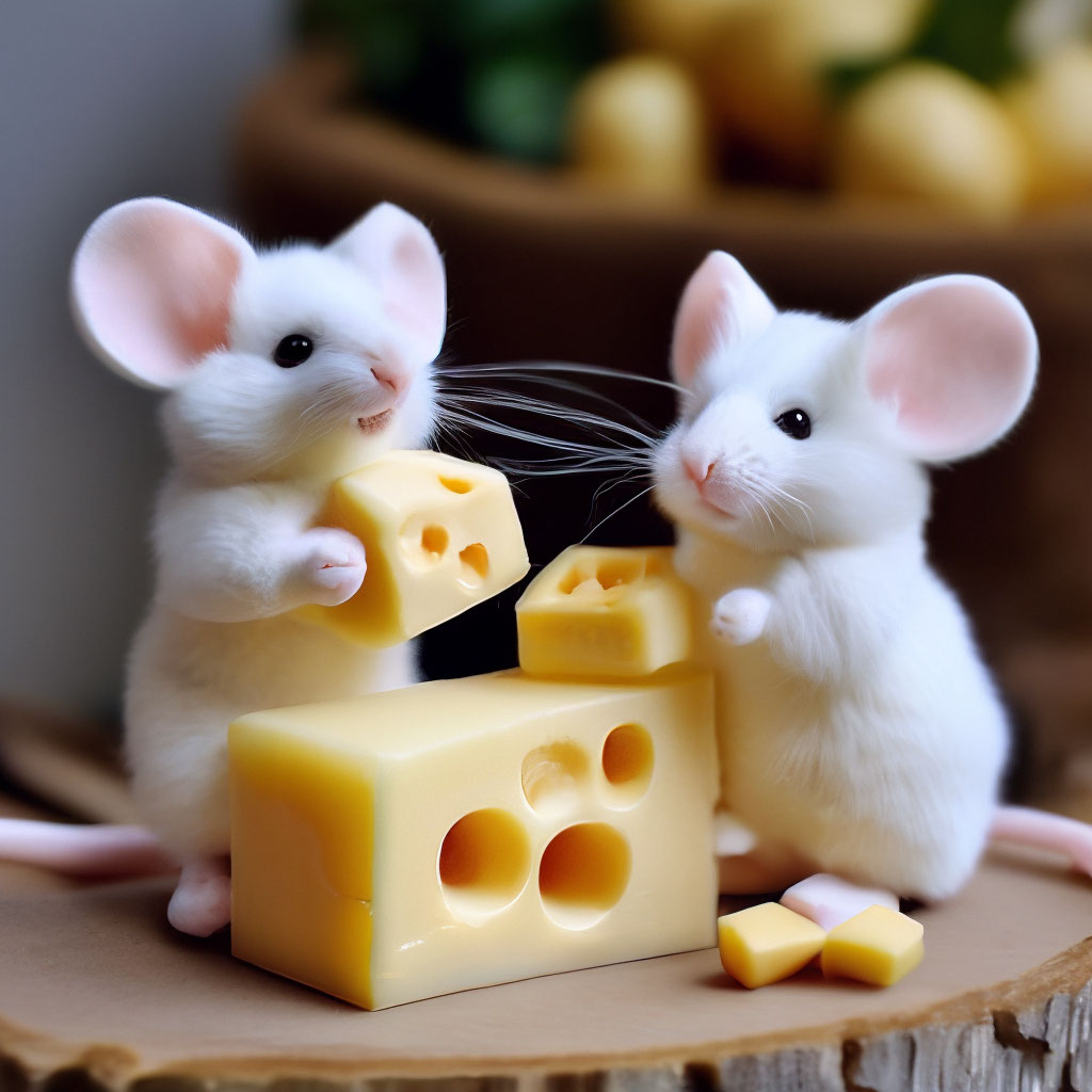 "White fluffy mice and cheese." — image created in Shedevrum