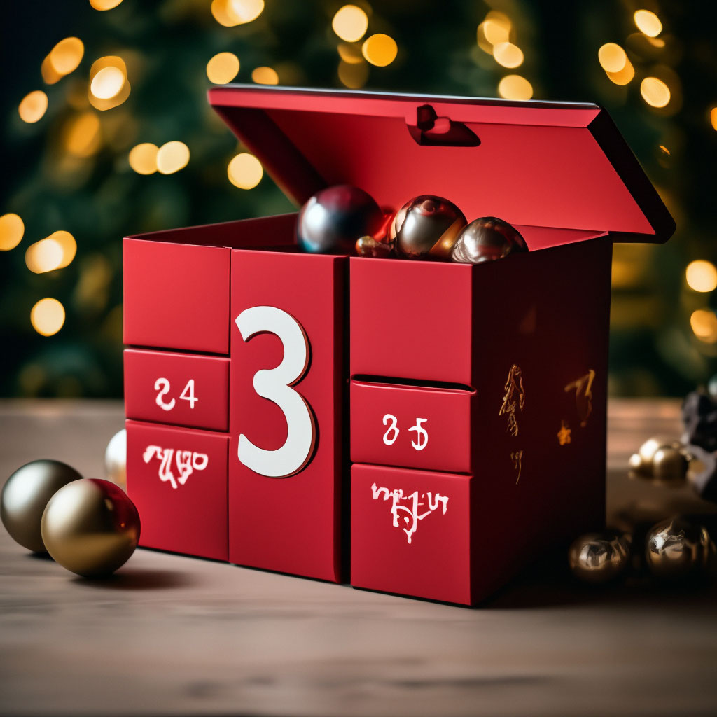 "December 3 in the New Year's Advent calendar in a red box" — image ...