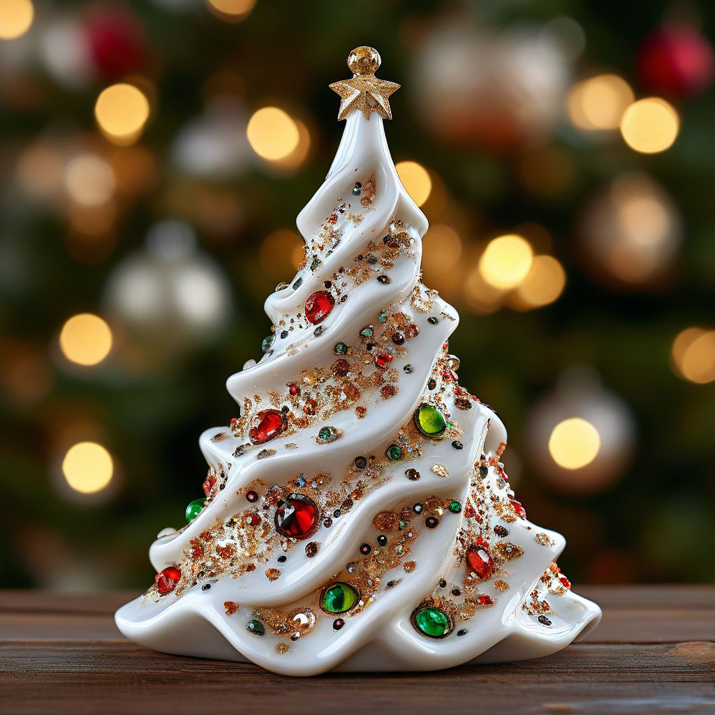 "White glossy porcelain transparent fractal of beautiful christmas tree ...