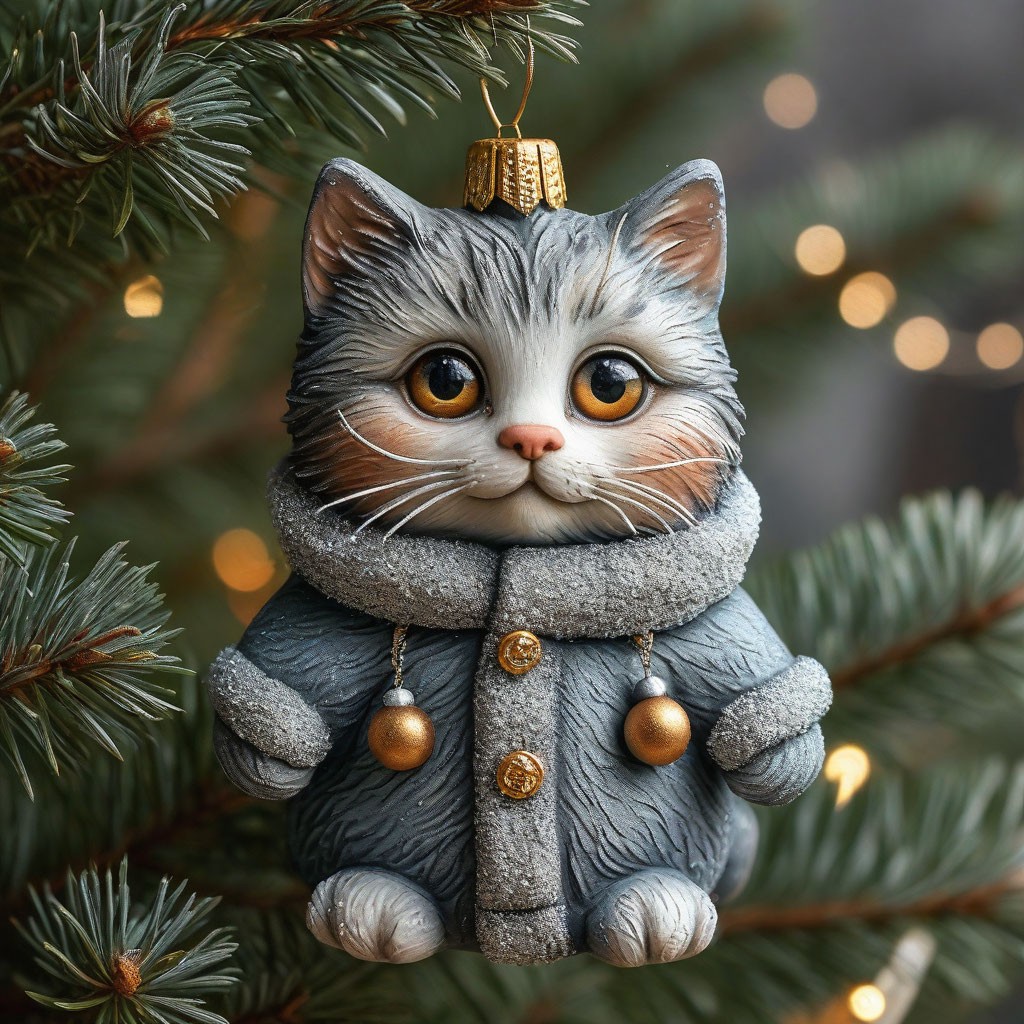 "A cat in a grey fur coat" — imagen creada en Shedevrum