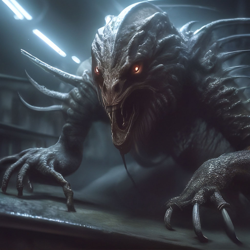 "Creature from nightmares, fear, horror, frightening creature, realism ...