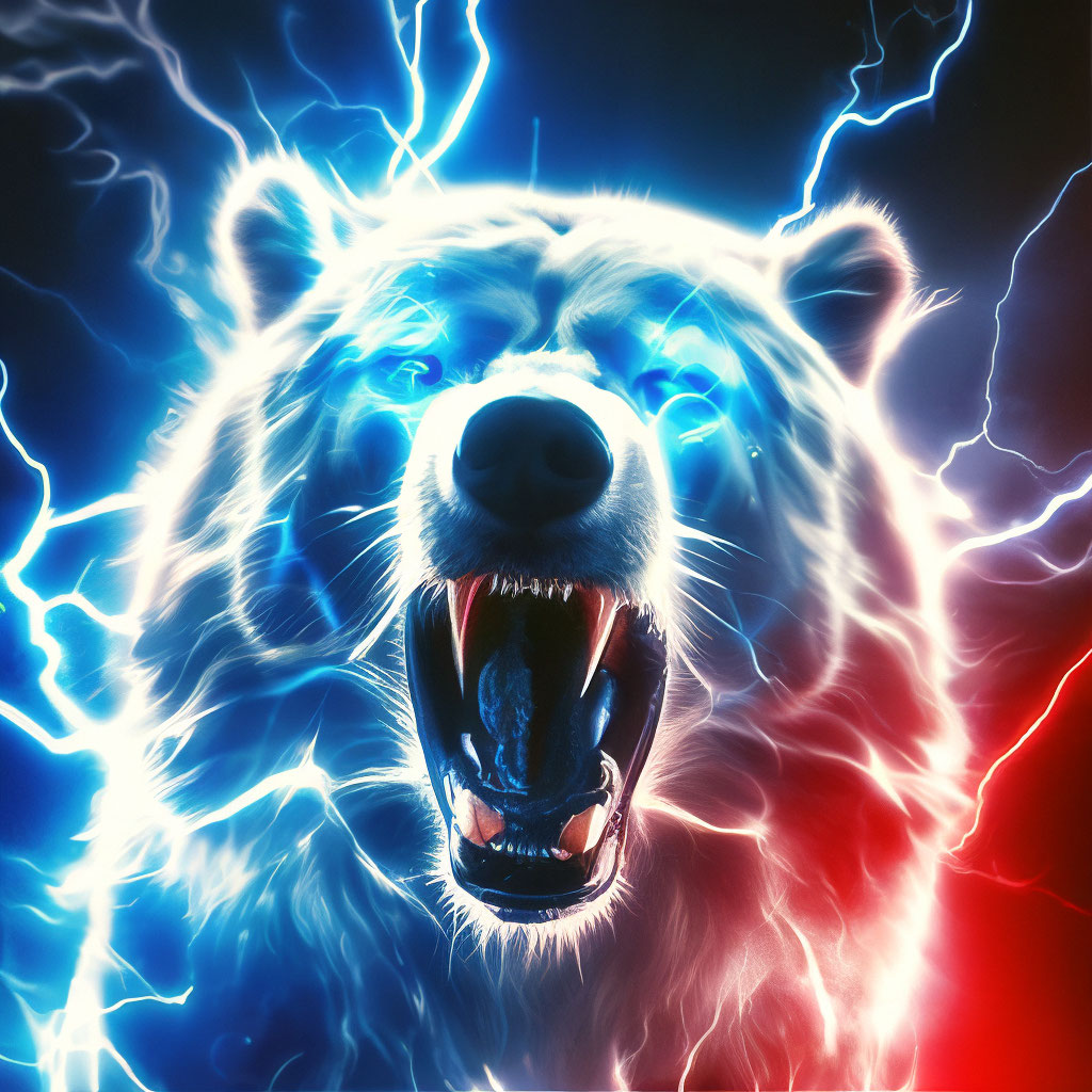 "Blue background Transparent Shining Bear Spirit Lightning Power and ...