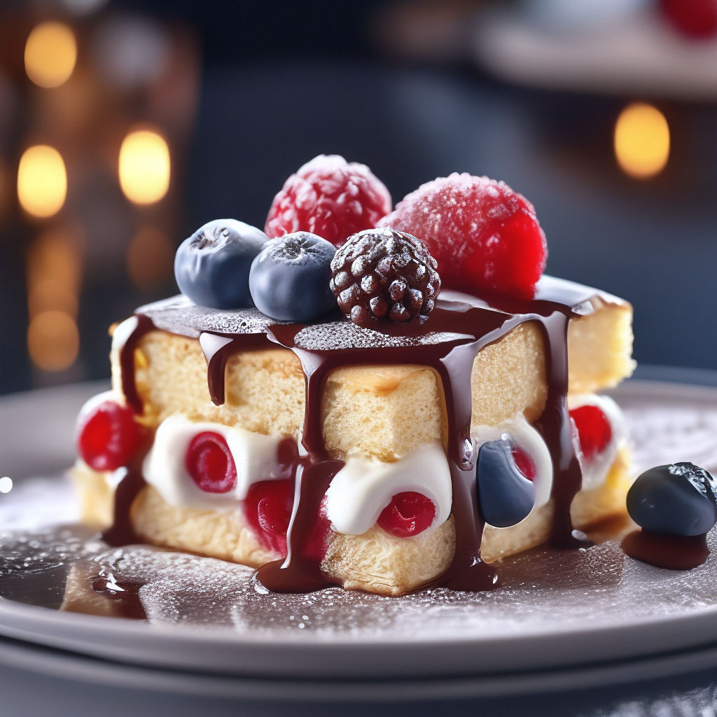 "Shortbread cake with whipped cream …" — image created in Shedevrum