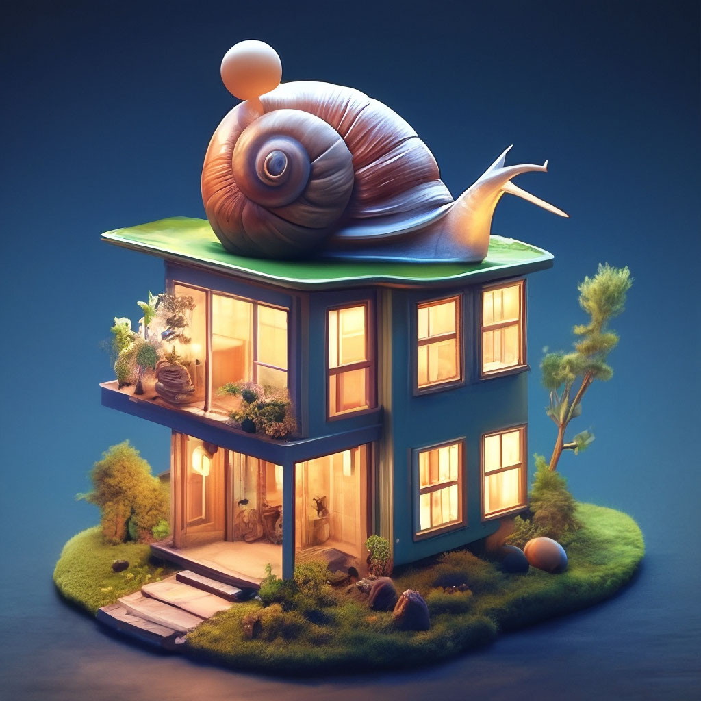"Snail house…" — image created in Shedevrum