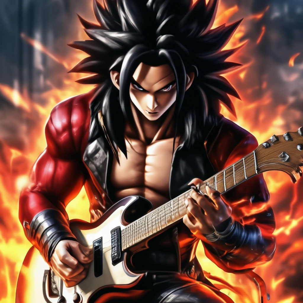 "Super Saiyan 4, SSJ4, metallist, red …" — image created in Shedevrum