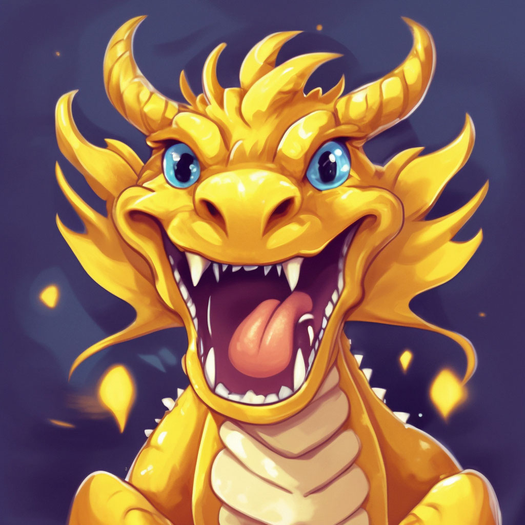 "Cartoon golden dragon crying" — image created in Shedevrum