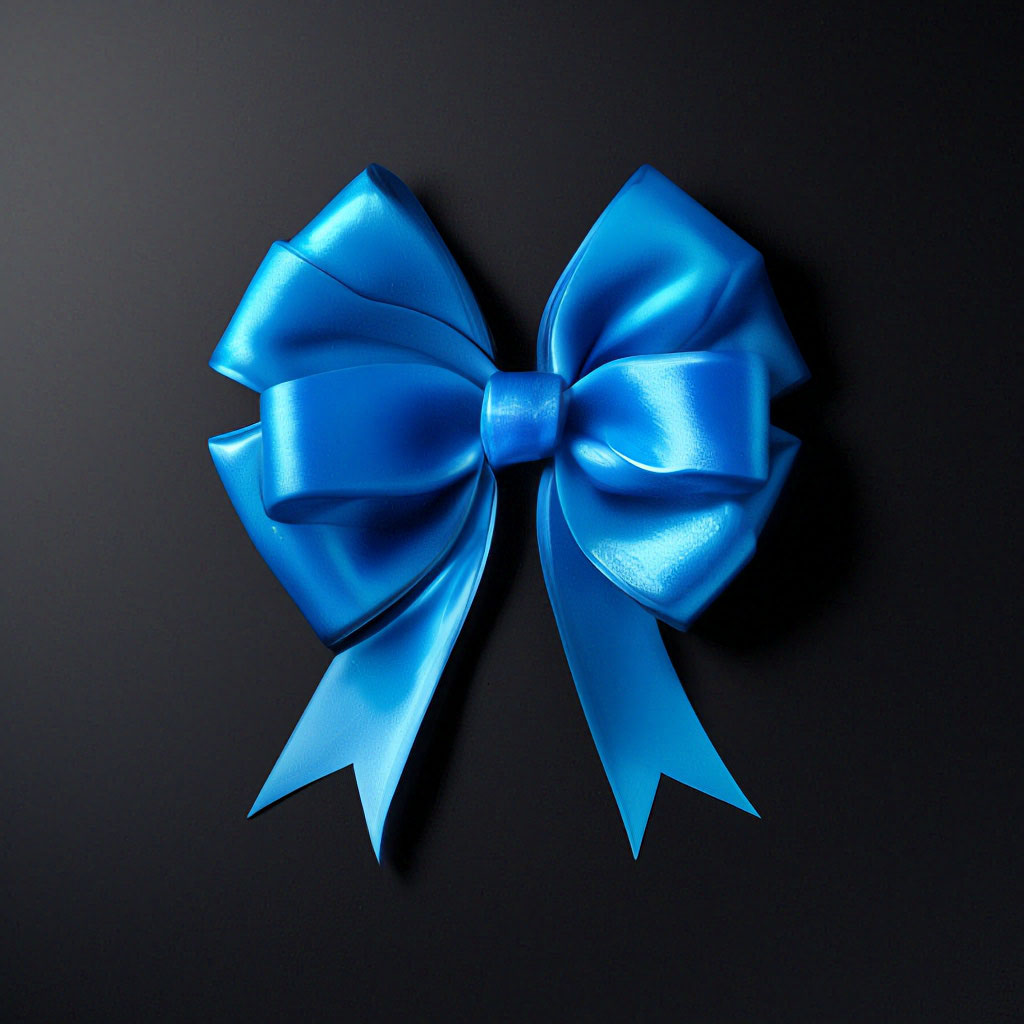 "A bright blue bow rounded as if made …" — image created in Shedevrum