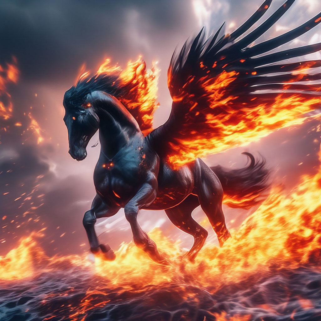 Black Fire Pegasus Drawing 🔥Fire Pegasus🔥