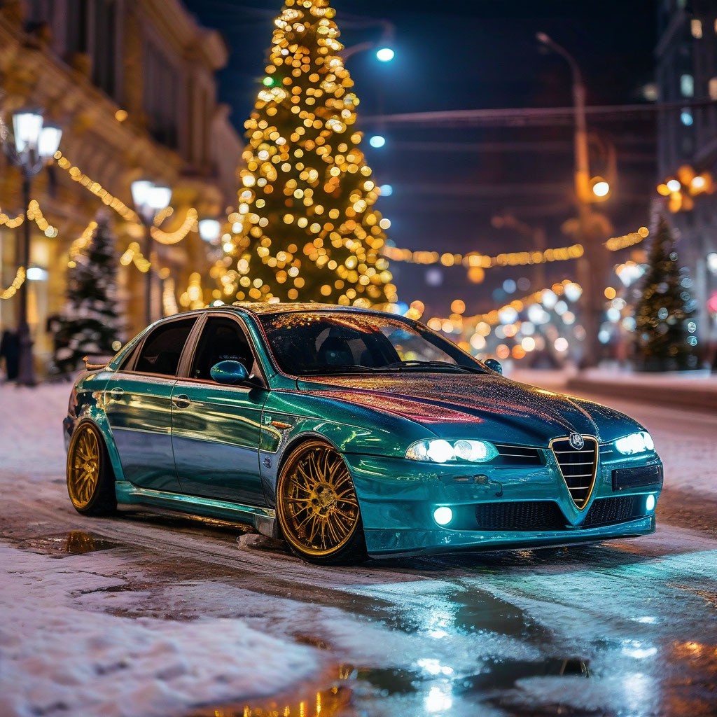 "Alfa romeo 156, blue-green chameleon paint, JDM-style tuning, large ...