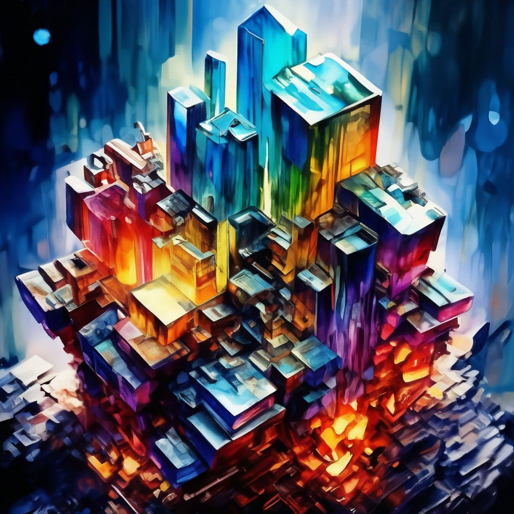 bismuth crystal watercolor …" — image created in Shedevrum