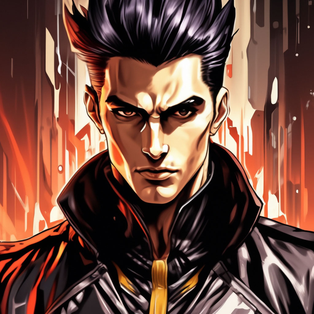 "The man is charisma. art in the style…" — image created in Shedevrum