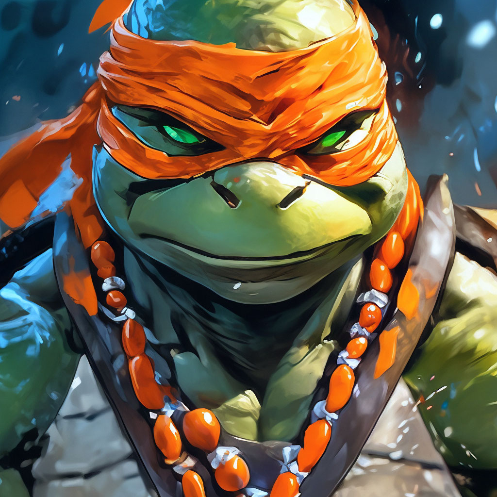 "Tmnt mutant ninja tutrtle michelangelo, with orange headband, shaolin ...