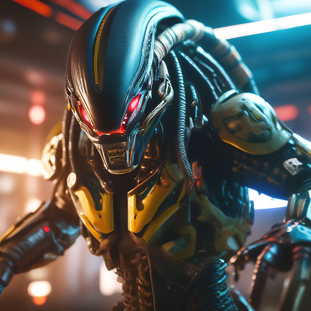 "Alien vs predator, cyberpunk, sense of reality, hyperdetalization ...