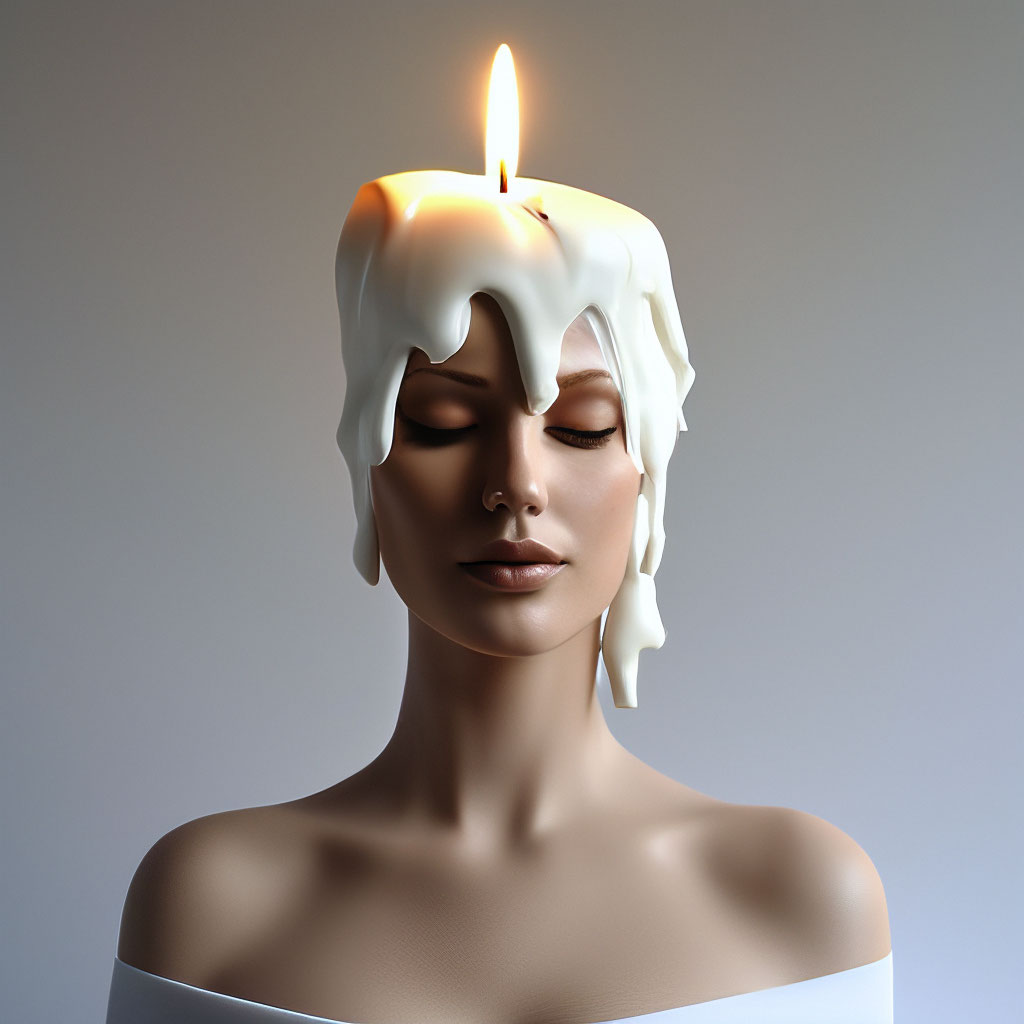 "A woman candle head melts from …" — image created in Shedevrum