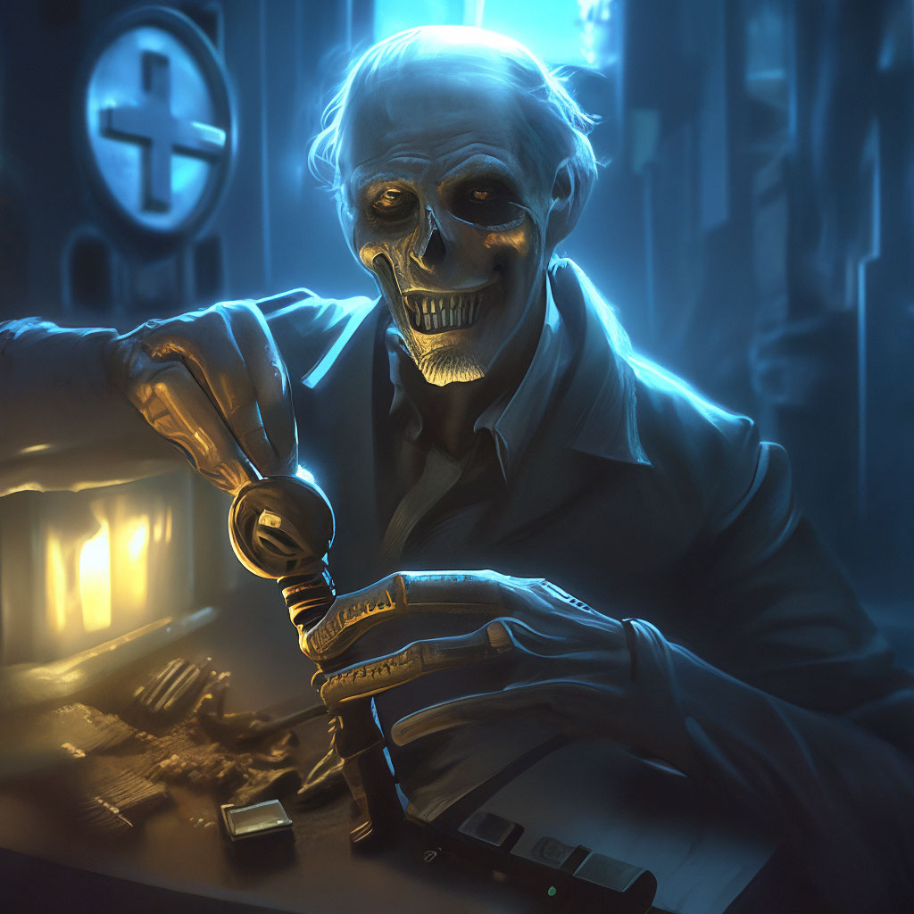 "Old key, undead man, horror, surrealism, high resolution, high detail ...