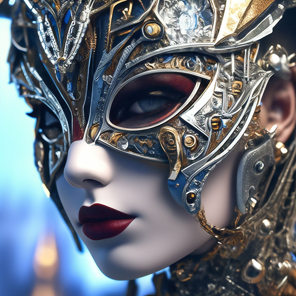 "Elegant luxury venetian carnival masks, cyberpunk, girl ...