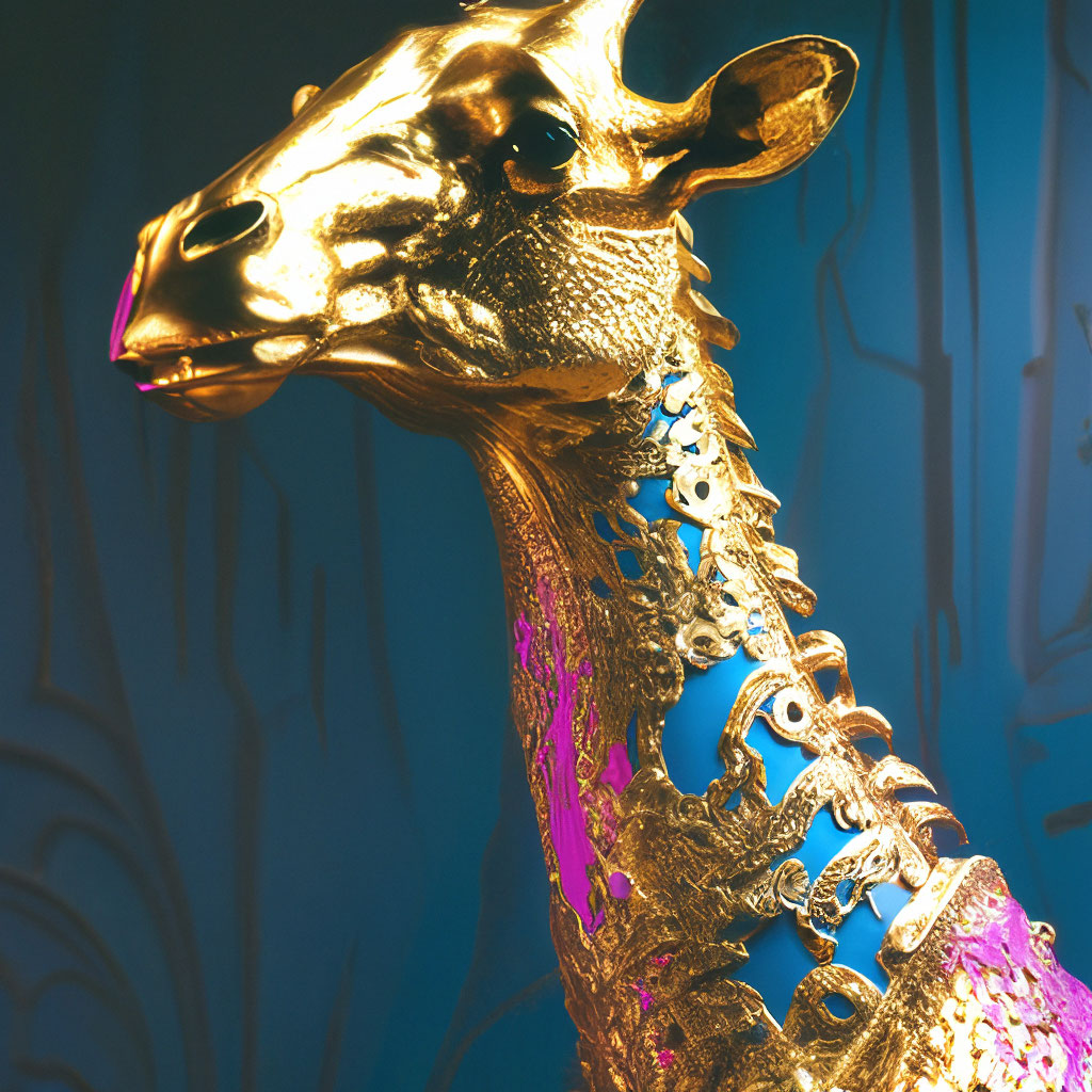 "Giraffe, made of gold" — image created in Shedevrum