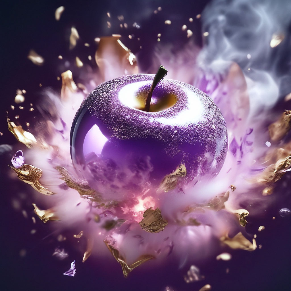 "💞🖤💞 Smoke amethyst explosion of a crystal apple. Filigree, high detail ...