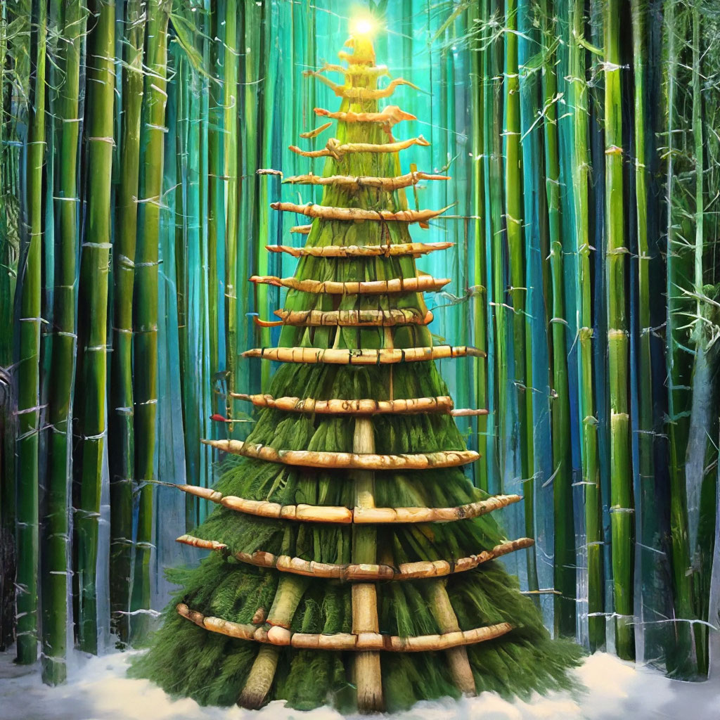 "Bamboo shaped holiday tree, bamboo …" — image created in Shedevrum
