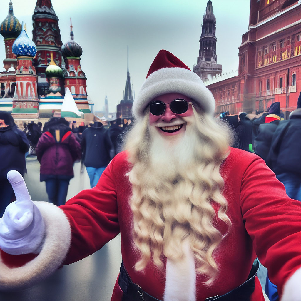 "Santa Claus selfie on Red Square" — image created in Shedevrum